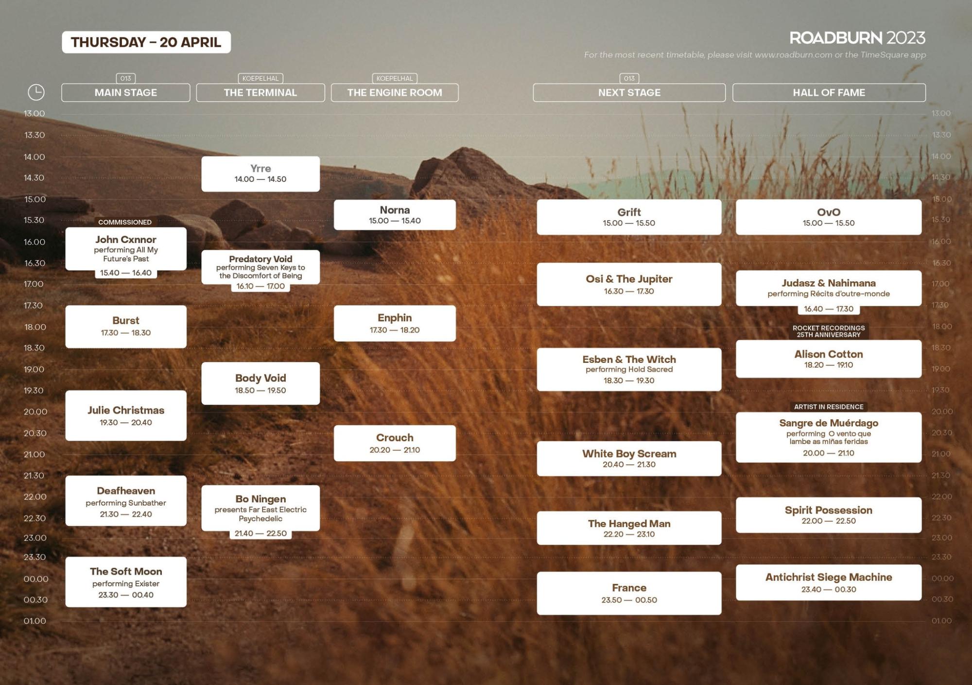 Roadburn 2023 - Running Order/Timetable