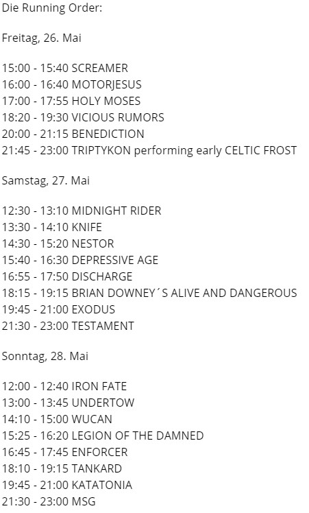 Rock Hard Festival 2023 - Running Order | Concerts-Metal