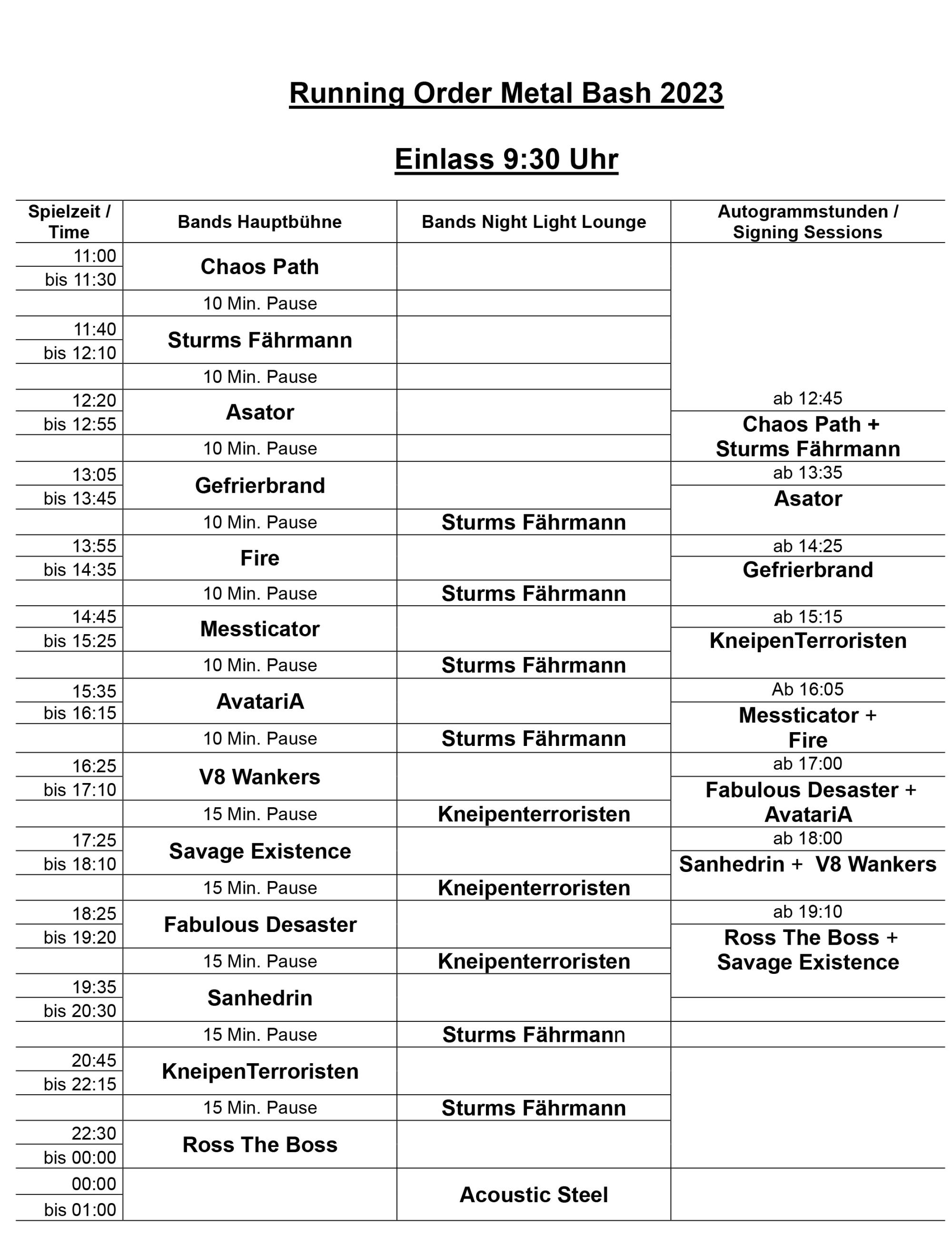 Metal Bash 2023 - Running Order - Day 2 | Concerts-Metal