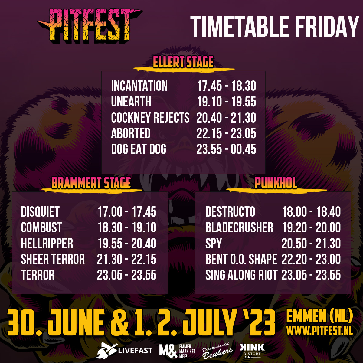 Pitfest 2023 - Running Order/Timetable