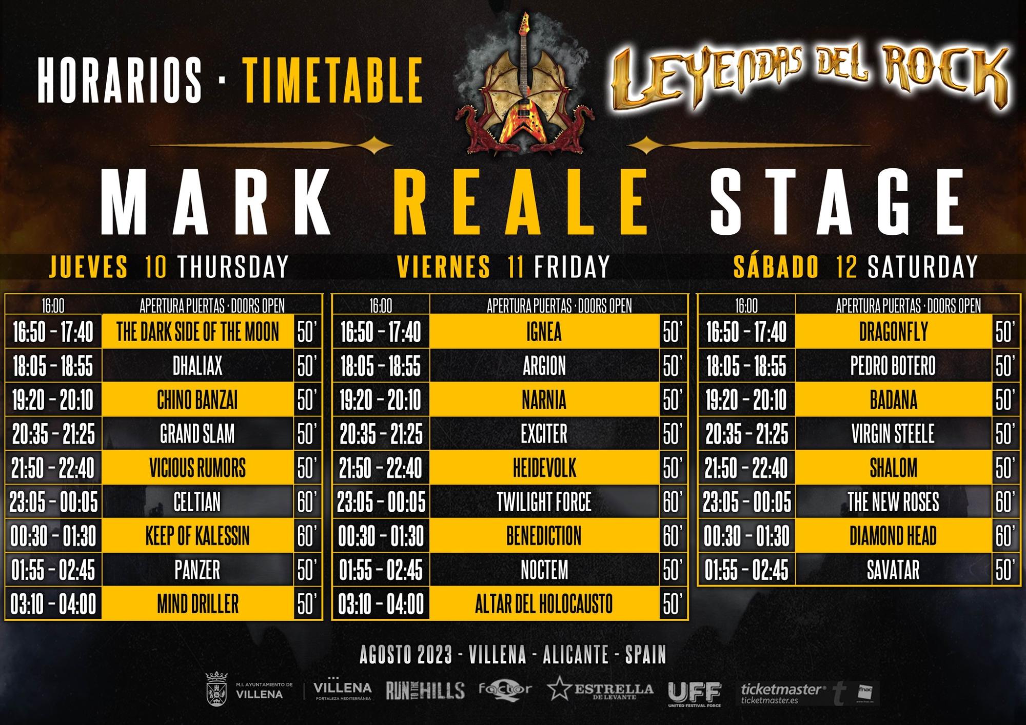 Leyendas Del Rock 2023 - Running Order/Timetable