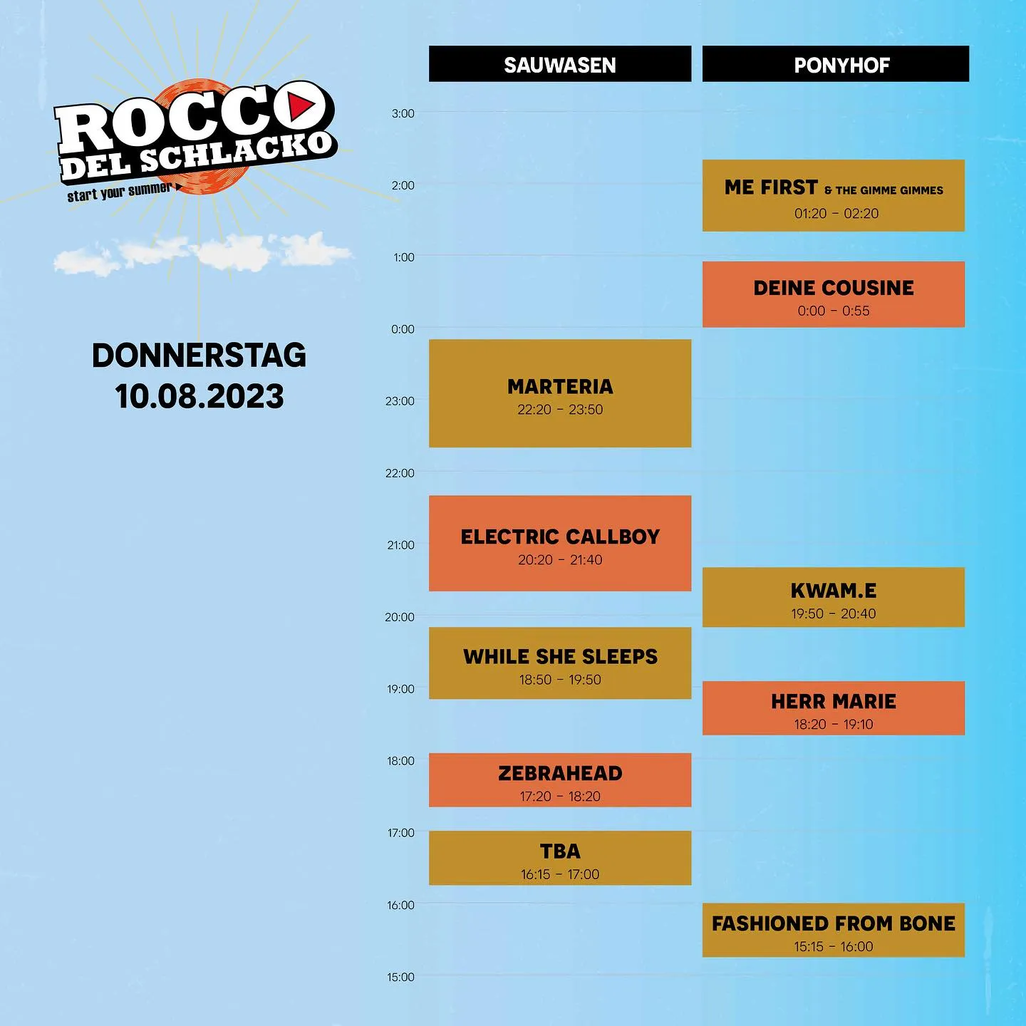 Rocco del Schlacko 2023 - Running Order - Day 1 | Concerts-Metal