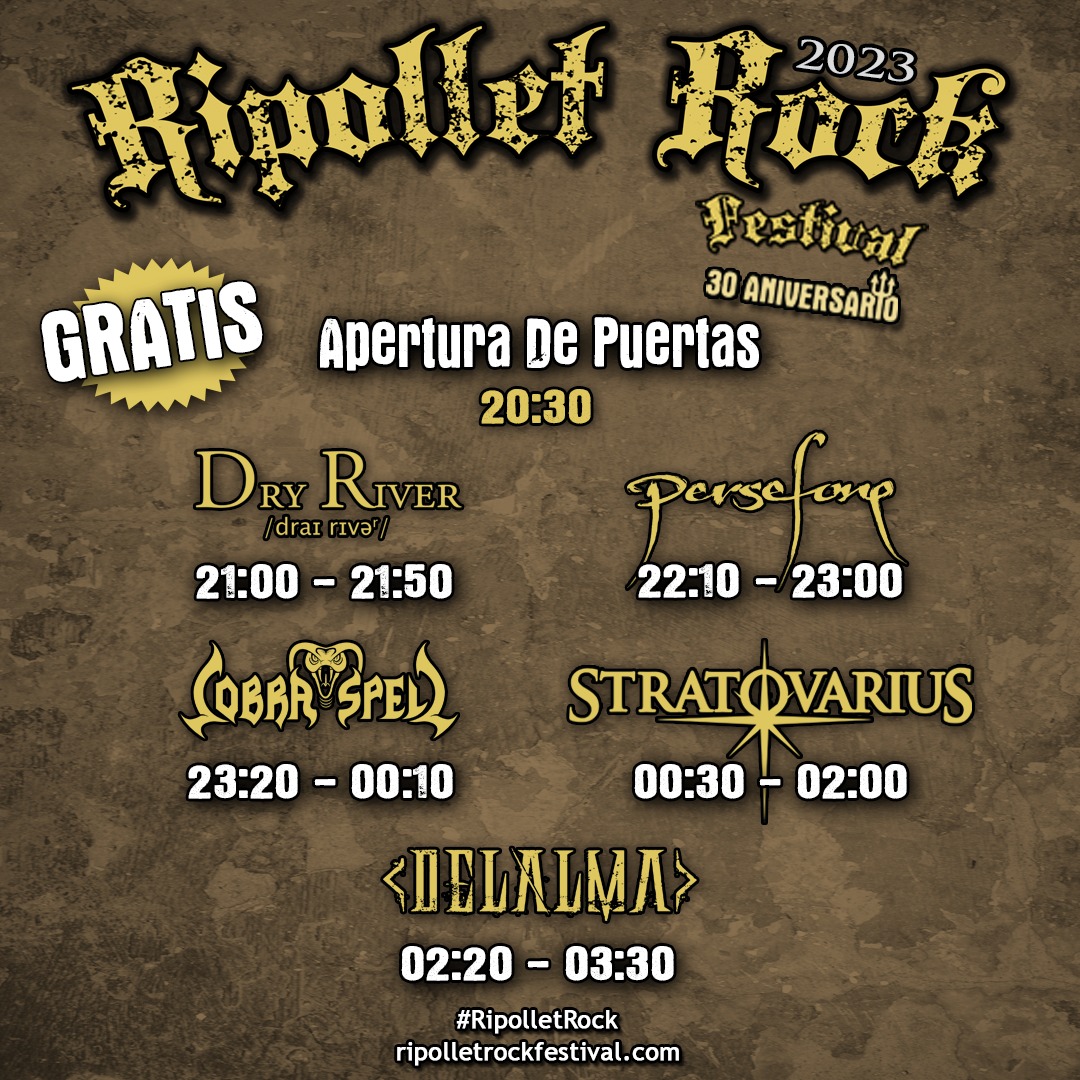 Ripollet Rock Festival 2023 - Running Order/Timetable