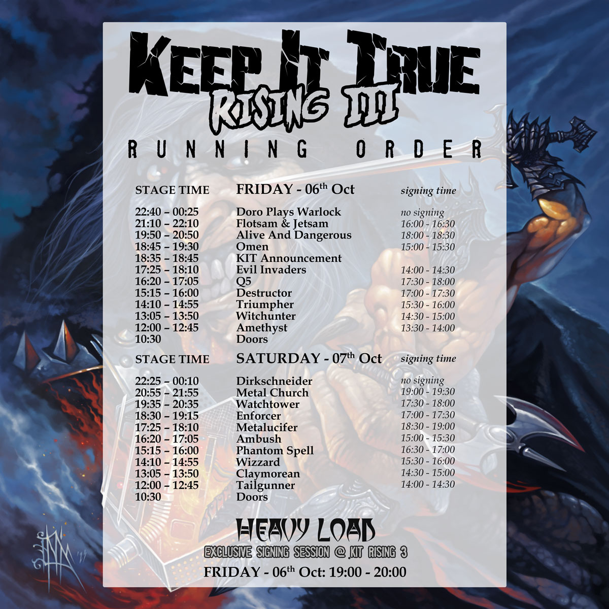 Keep It True Rising III - Running Order | Concerts-Metal