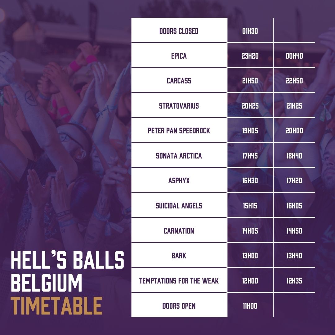 Hell's Balls Belgium 2023 - Running Order/Timetable
