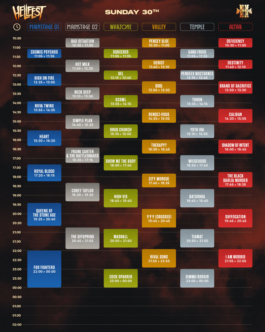 Hellfest 2024 - Running Order/Timetable