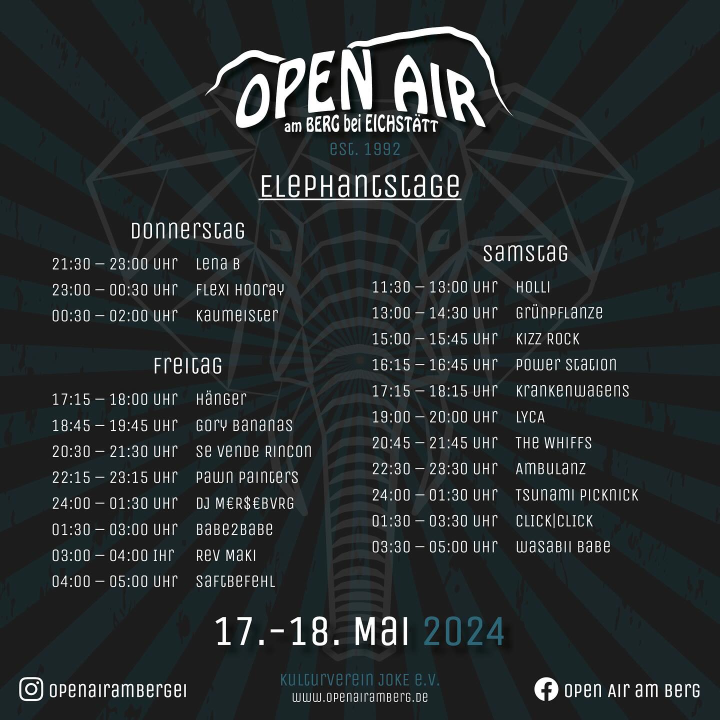 Open Air am Berg 2024 - Running Order - Elephant Stage | Concerts-Metal