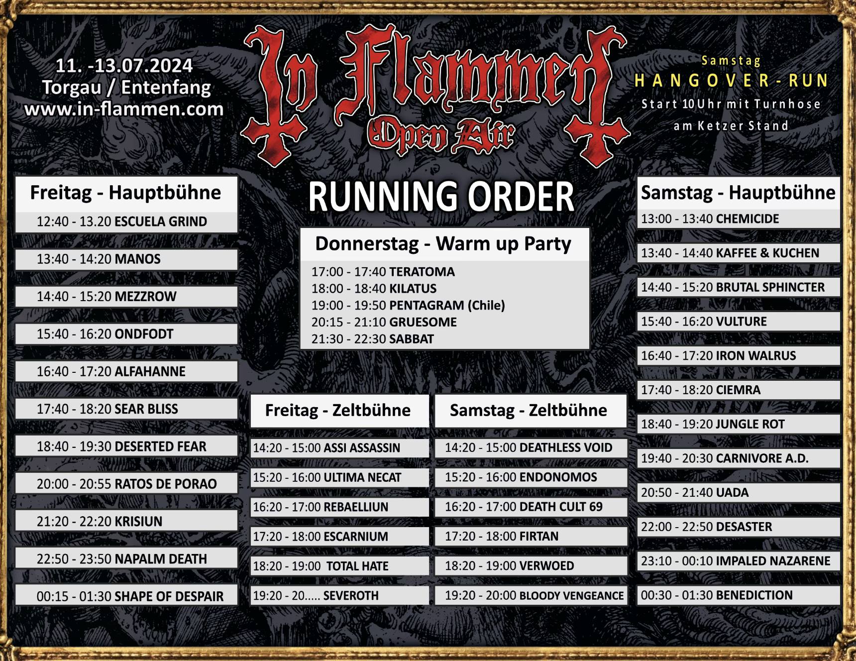 In Flammen Open Air 2024 - Running Order/Timetable