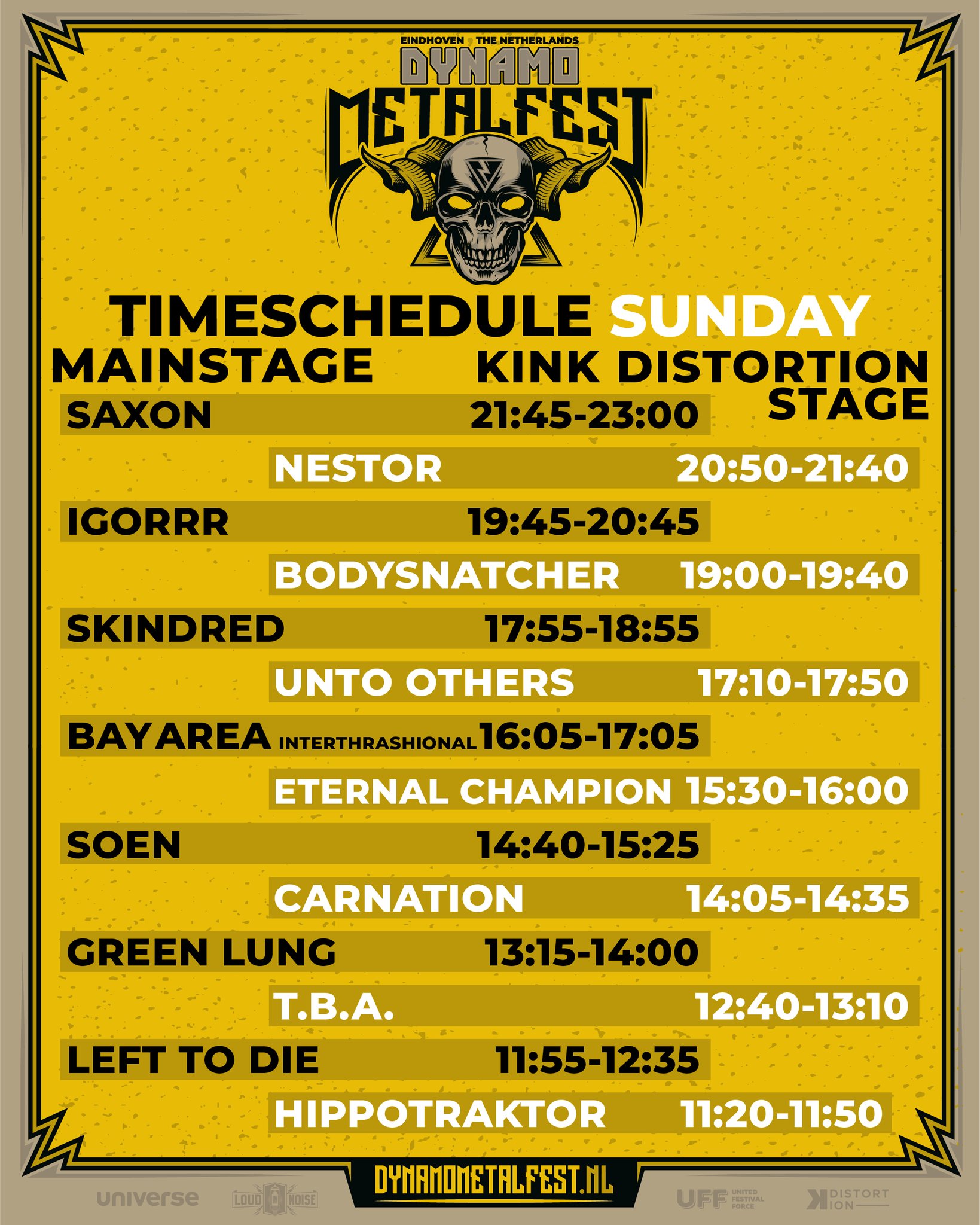 Dynamo Metal Fest 2024 - Running Order/Timetable
