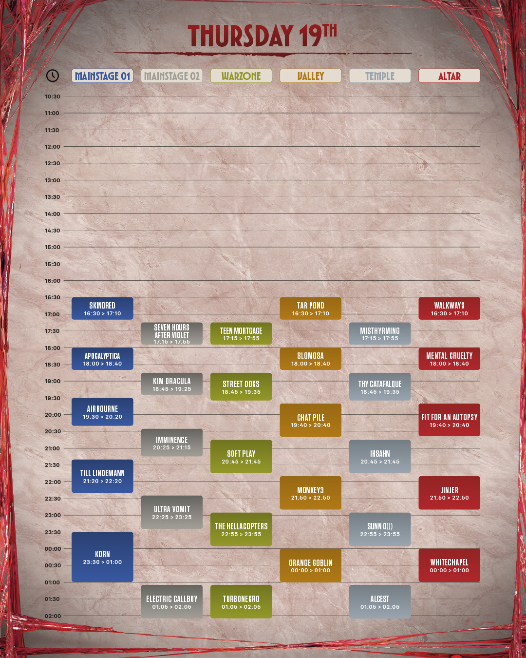 Hellfest 2025 - Running Order/Timetable