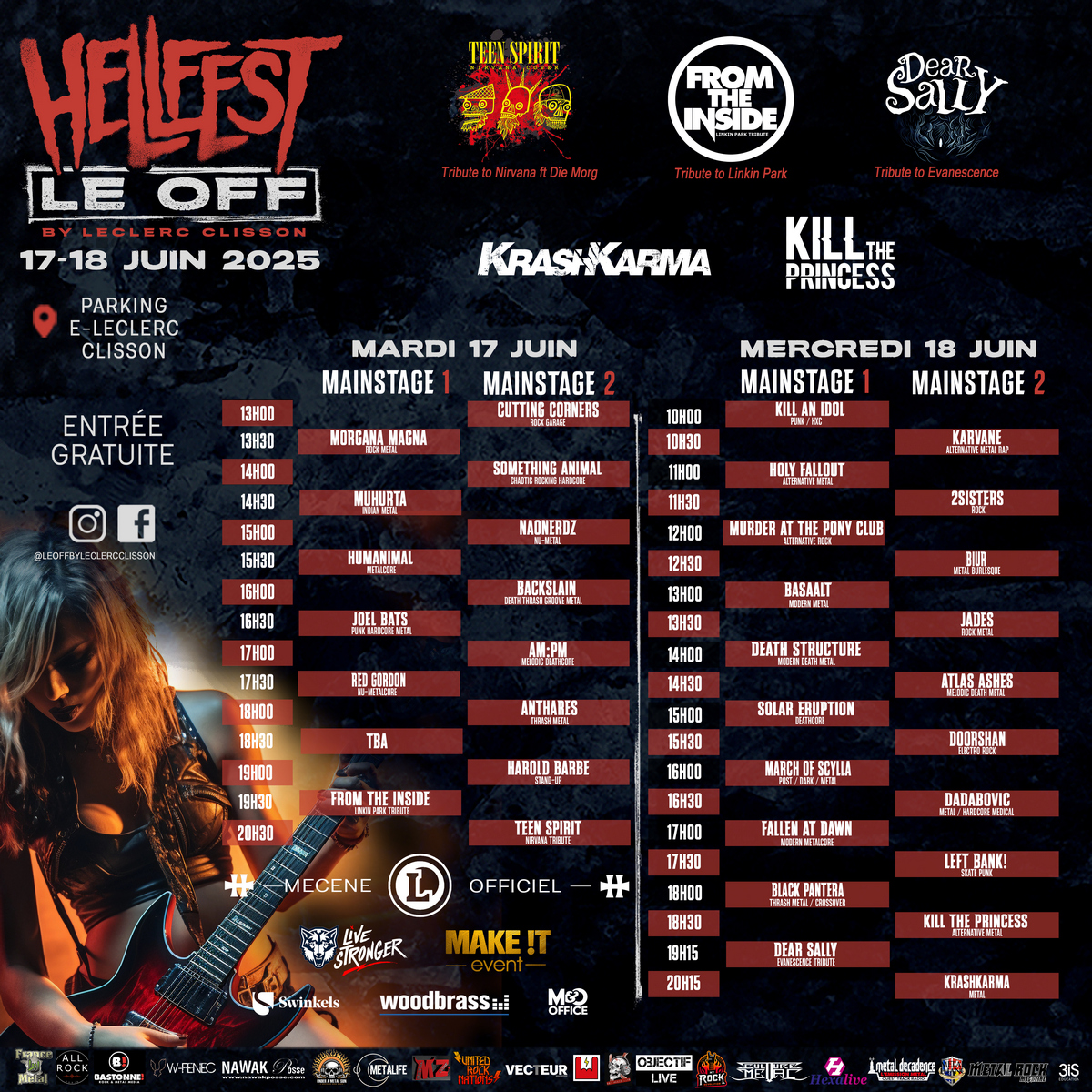 Hellfest Le Off By Leclerc Clisson 2025 - Running Order/Timetable