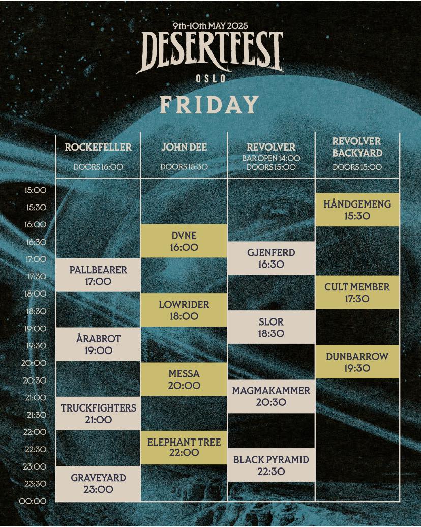 Desertfest Oslo 2025 - Running Order/Timetable