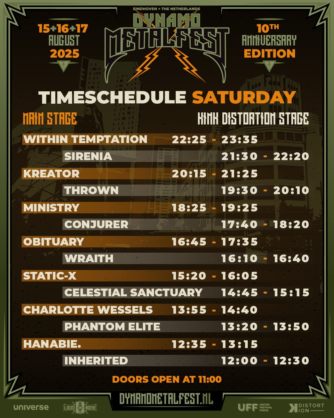 Dynamo Metal Fest 2025 - Running Order/Timetable