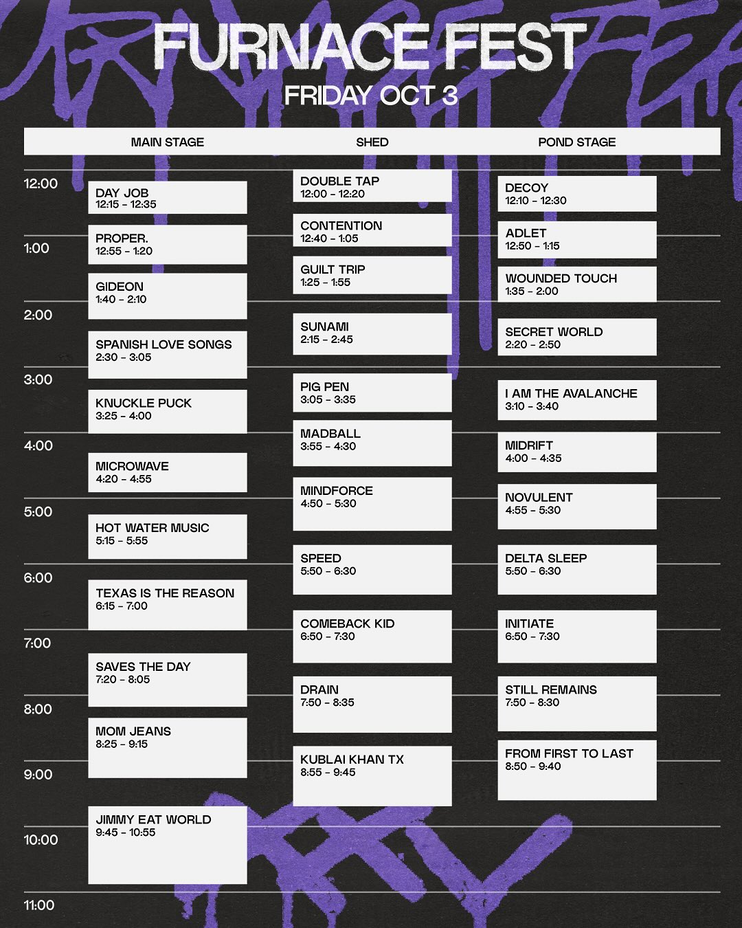 Furnace Fest 2025 - Running Order/Timetable