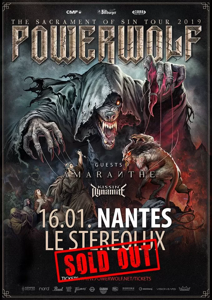 Event Powerwolf - 16/01/2019 - Nantes - Stereolux - France