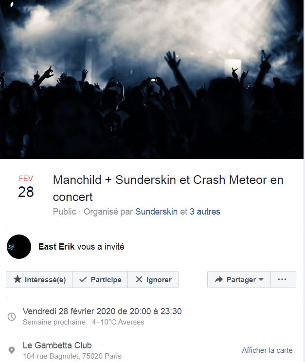 Manchild + Sunderskin + Crash Meteor - 28/02/2020 - Paris - Le Gambetta ...