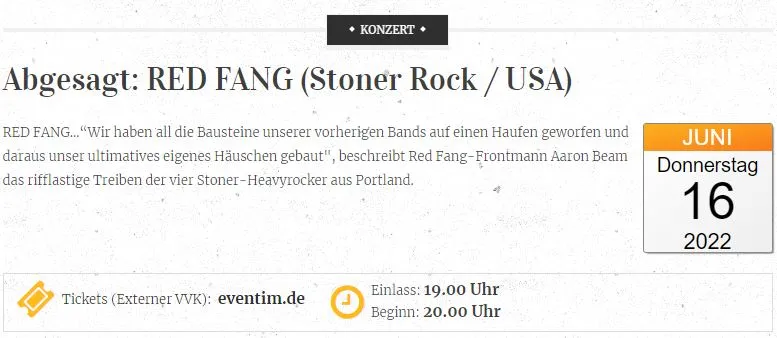 Event Red Fang - 16/06/2022 - Hannover - Béi Chéz Heinz - Germany