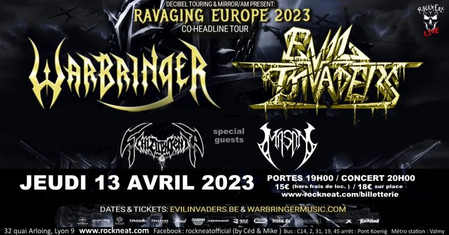 Event Warbringer + Evil Invaders - 13/04/2023 - Lyon - Rock N Eat - France