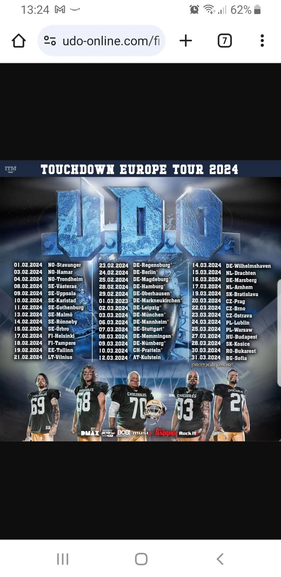 U.D.O. - Touchdown Tour 2024 - 17/03/2024 - Arnhem - Luxor Live ...