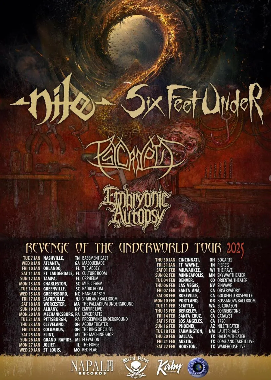 Nile + Six Feet Under - Revenge of the Underworld Tour 2025 - 16/02 ...