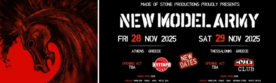 Event New Model Army - 29/11/2025 - Thessaloniki - Mylos Club - Greece