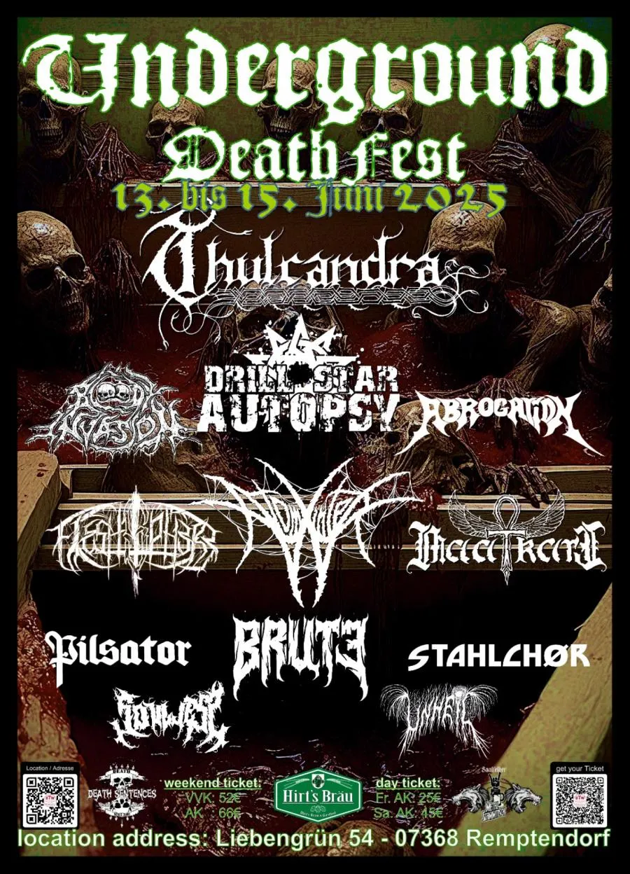Underground DeathFest IV - 13/06/2025 (3 days) - Remptendorf - Hirt's Brau- und Gasthof - Germany